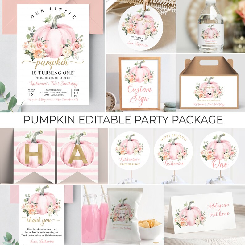 EDITABLE Our Little Pumpkin Juice Label Pumpkin 1st Birthday Fall ...