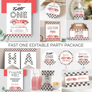 Editable Fast One Birthday Favor Tags Race Car 1st Birthday Thank You ...