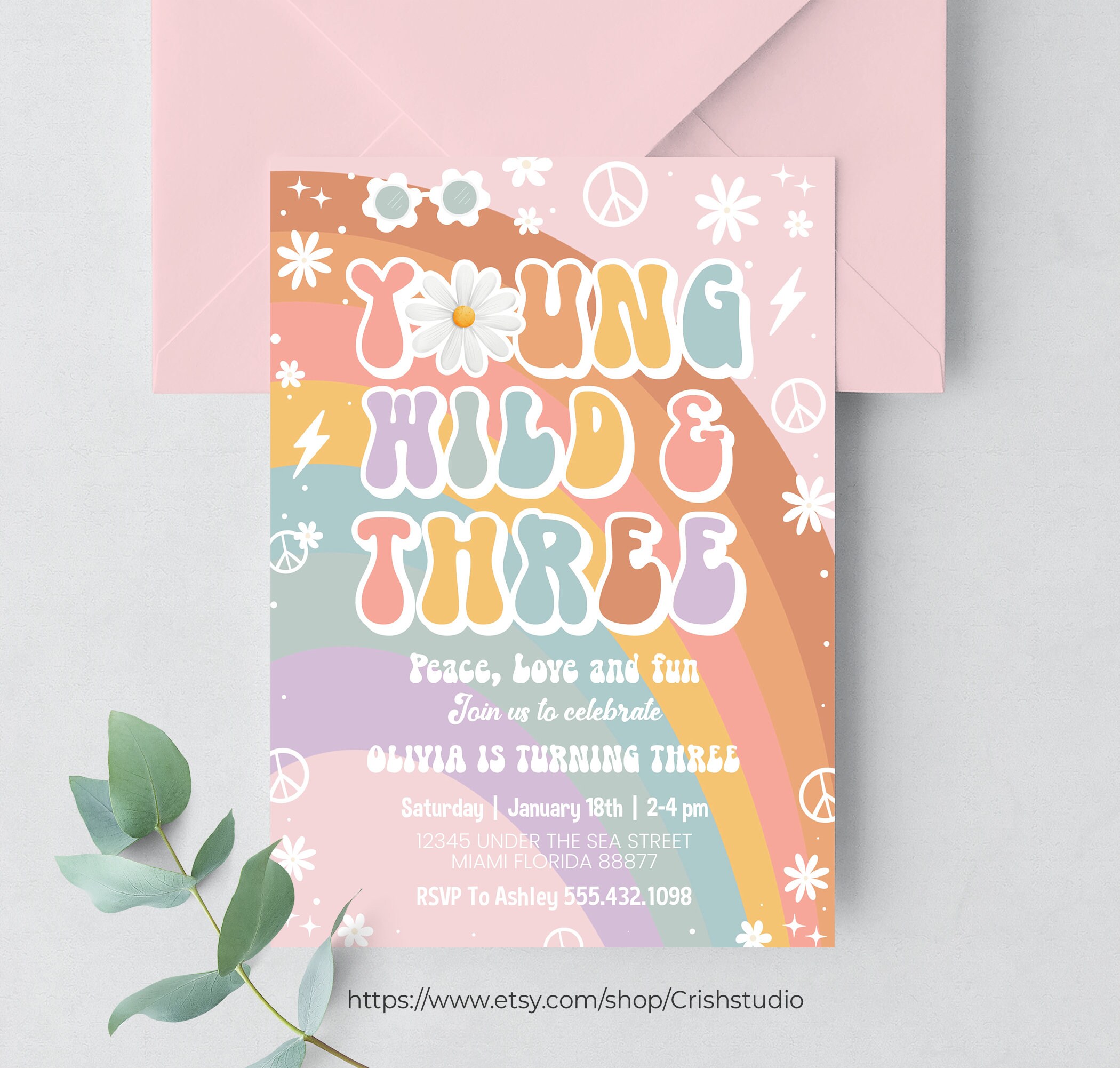 Editable Groovy Water Bottle Labels Young Wild and Three 3rd - Etsy