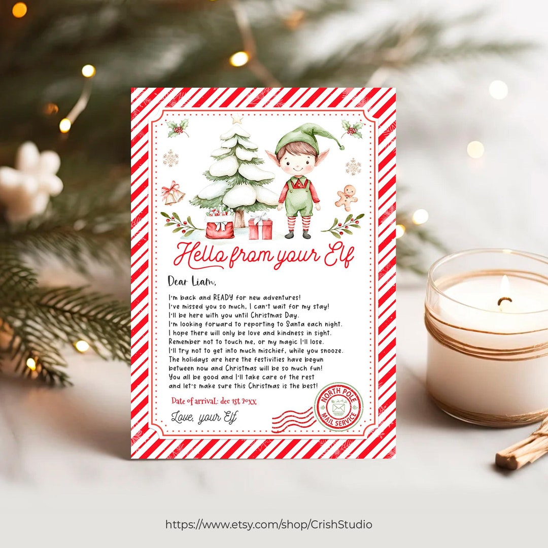 Editable Elf Arrival Letter, Elf Return Letter, Elf I'm Back Letter ...