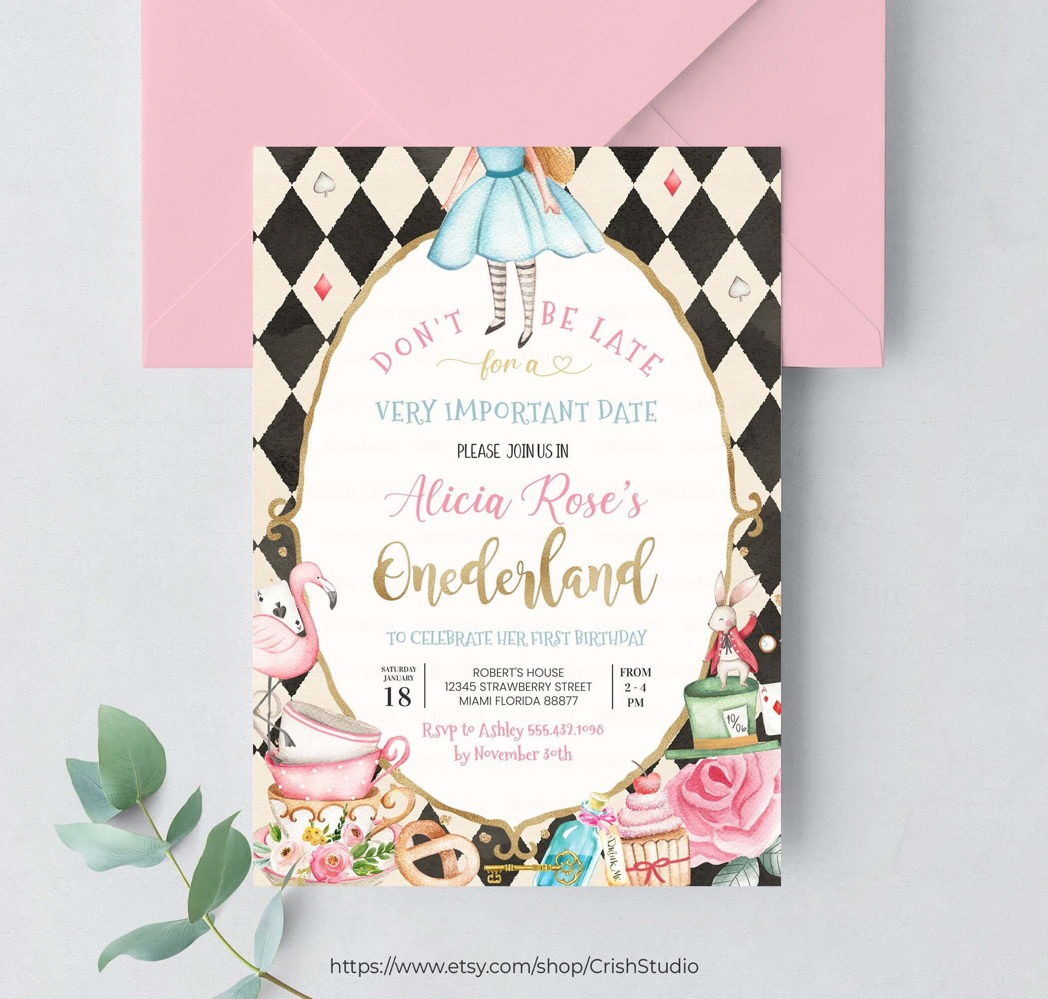EDITABLE Alice in Onederland Invitation Winter Onederland Invitation ...