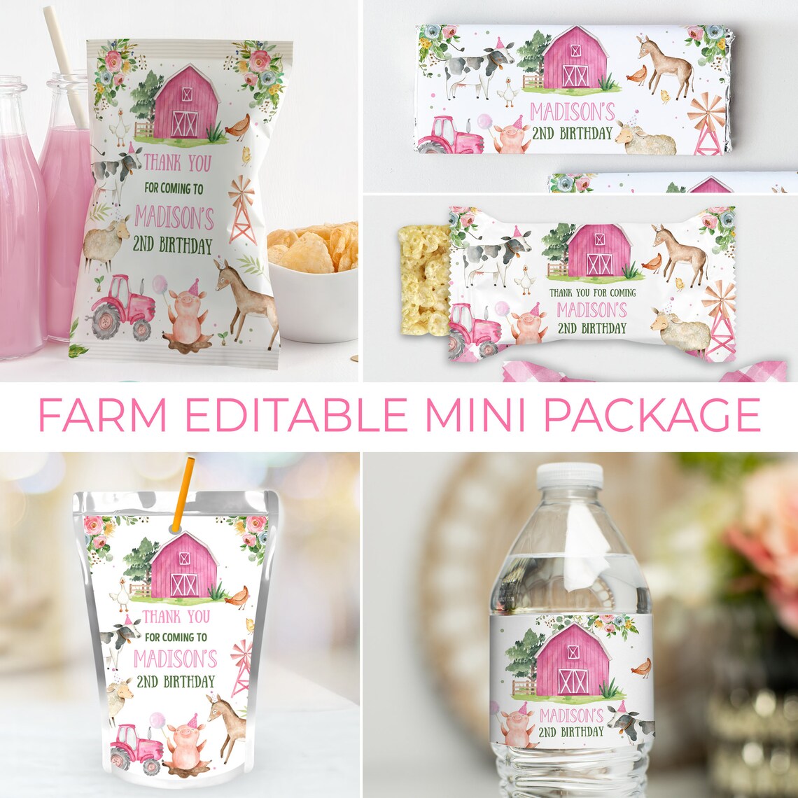 EDITABLE Farm Party Favor Package Birthday Package Party Decor Party ...