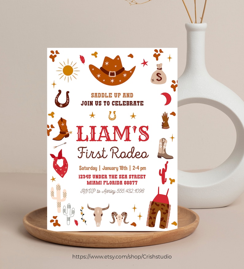 Editable My First Rodeo Invitation Cowboy Birthday Invite Wild - Etsy