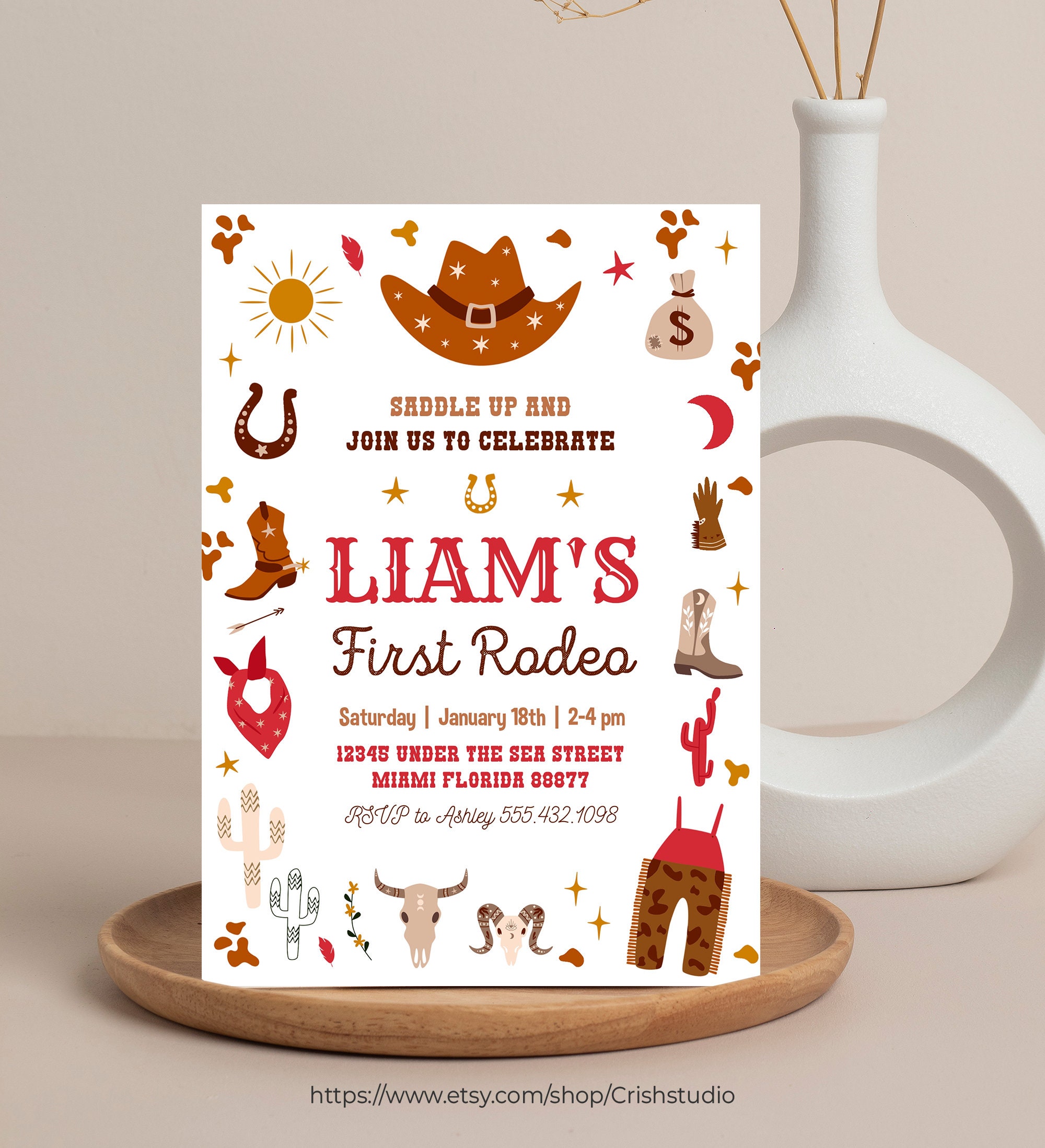 Editable My First Rodeo Invitation Cowboy Birthday Invite Wild - Etsy