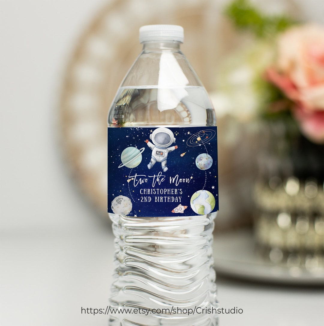 EDITABLE Two the Moon Water Bottle Labels Water Bottle Sticker Two the ...