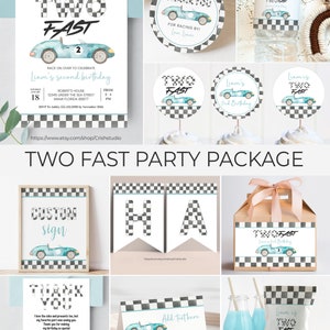 Editable TWO Fast Birthday Thank You Card Racecar 2nd Birthday Note Car ...