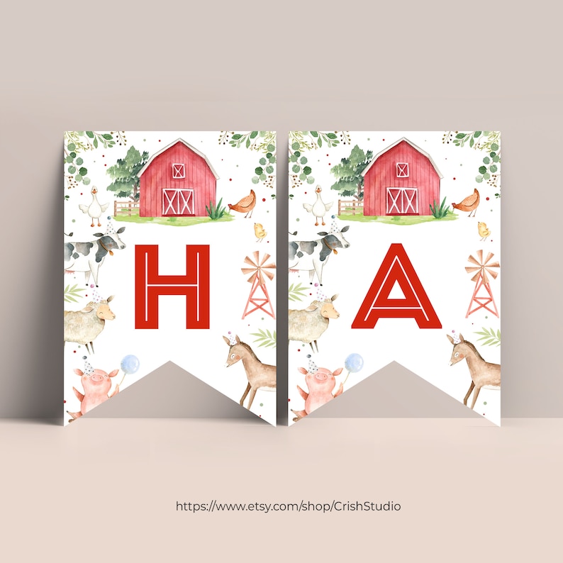 EDITABLE Farm Birthday Banner Custom Banner Birthday Decor Banner ...