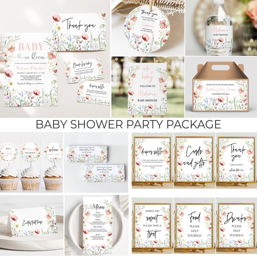 EDITABLE Baby in Bloom Baby Shower Bundle Baby in Bloom Labels Baby in ...