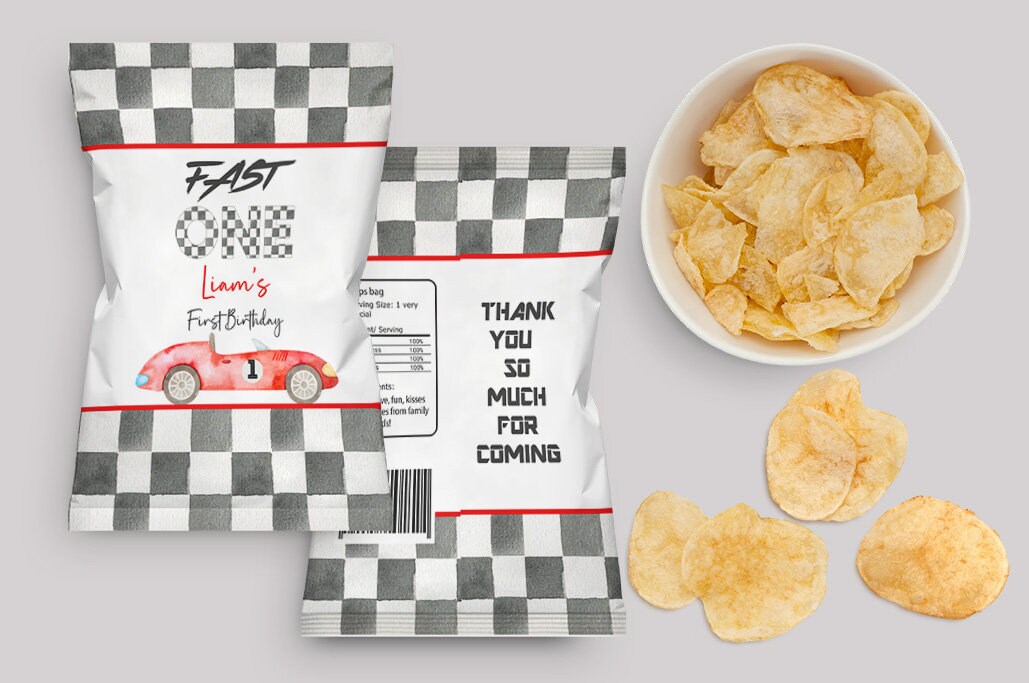EDITABLE Fast One Chip Bag Fast One Birthday Custom Chip Bags - Etsy