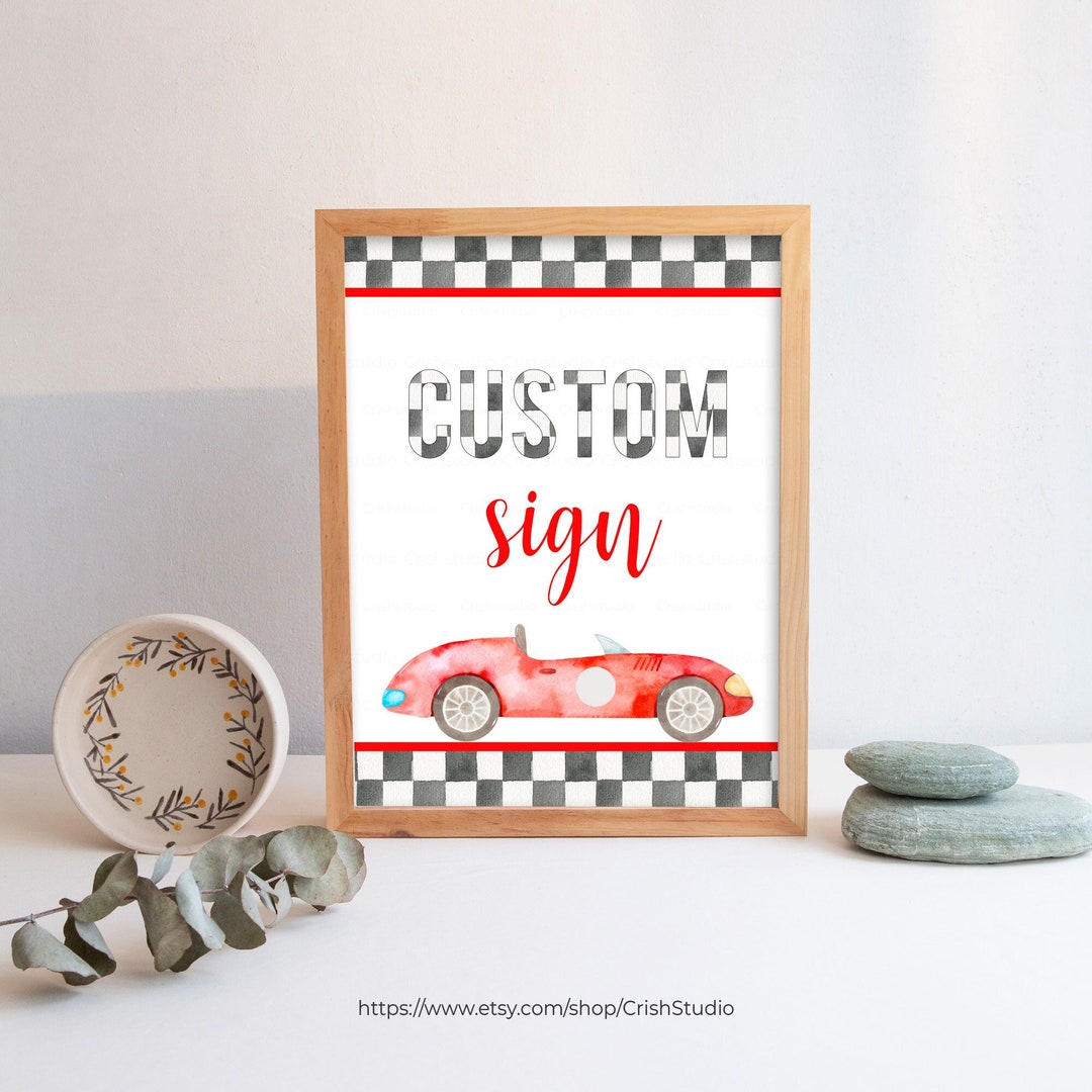 Fast One Birthday Custom Sign Racecar Party Sign Decorations Racing Car ...