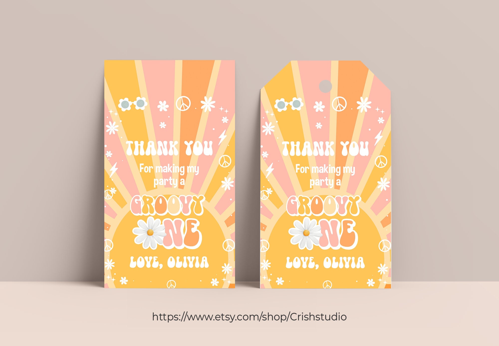 EDITABLE Groovy ONE Favor Tags First Birthday Groovy Party - Etsy