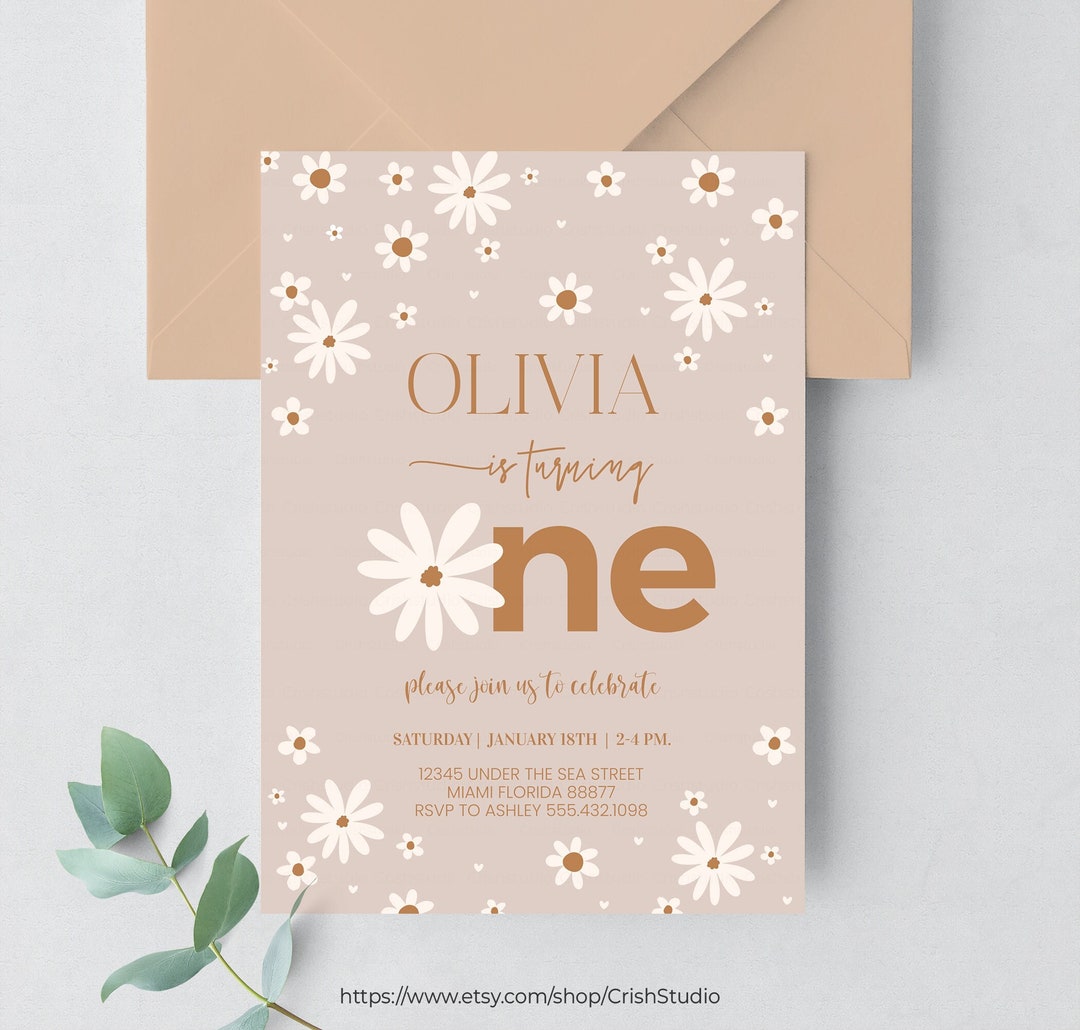 Daisy Birthday Invitation Editable Retro Daisy Boho Daisy First ...