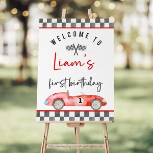 EDITABLE Fast One Birthday Party Signs Racecar Welcome Sign Decorations ...