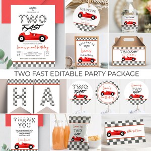 EDITABLE Two Fast Thank You Card Two Fast Birthday Race Car Birthday ...