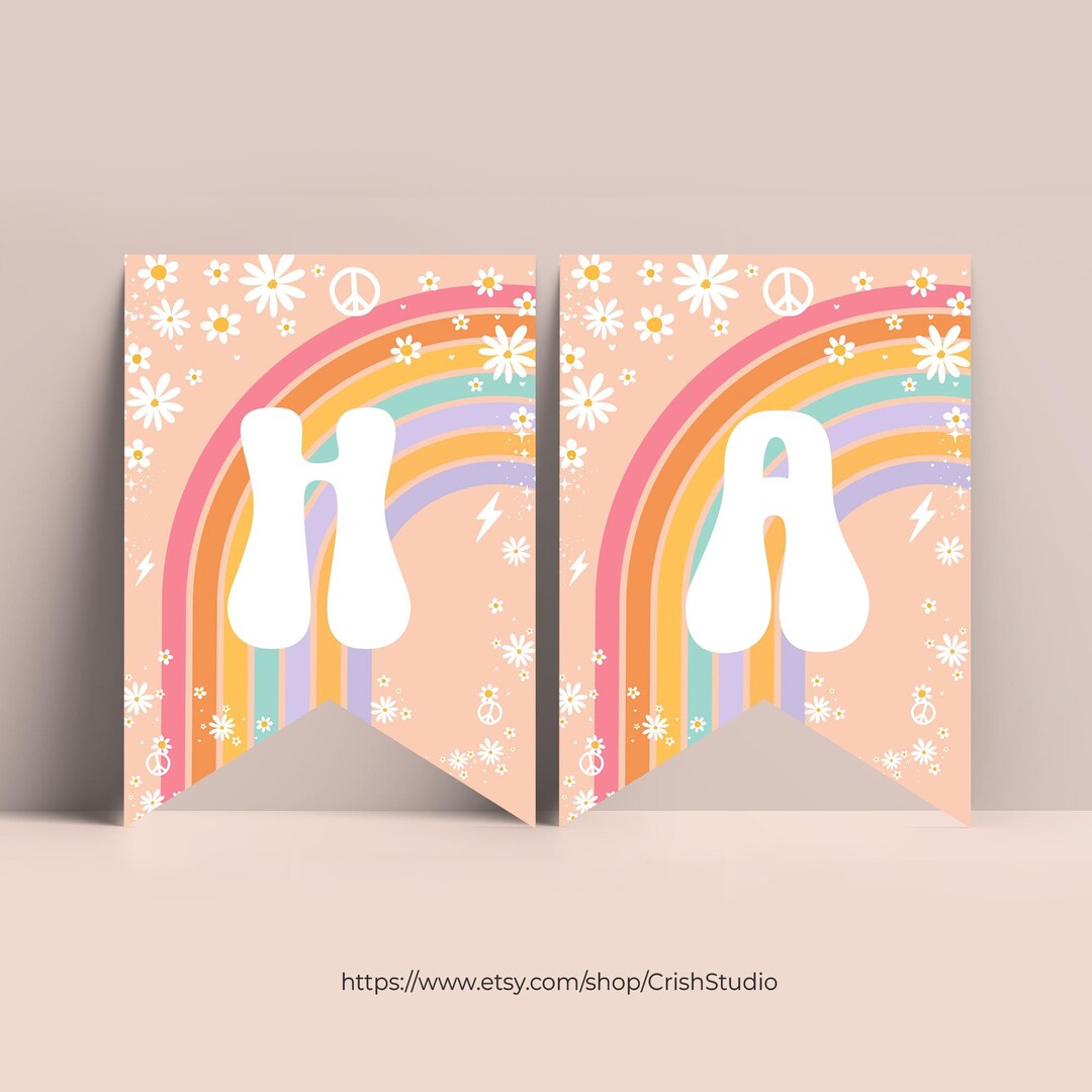 EDITABLE Groovy Birthday Banner Five is a Vibe Groovy Decorations ...