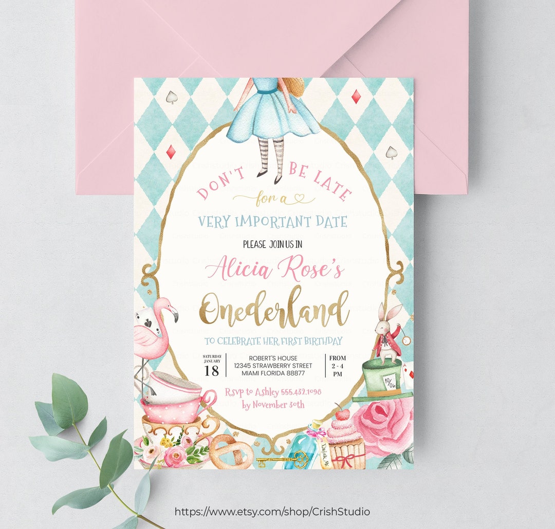 EDITABLE Alice in Onederland Invitation Winter Onederland Invitation ...