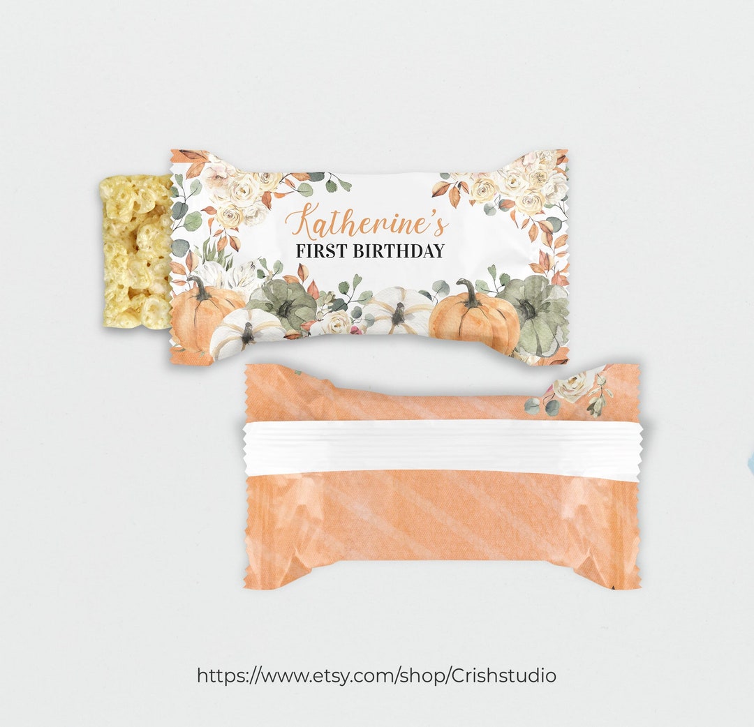 EDITABLE Our Little Pumpkin Rice Treat Wrappers Pumpkin 1st Birthday ...