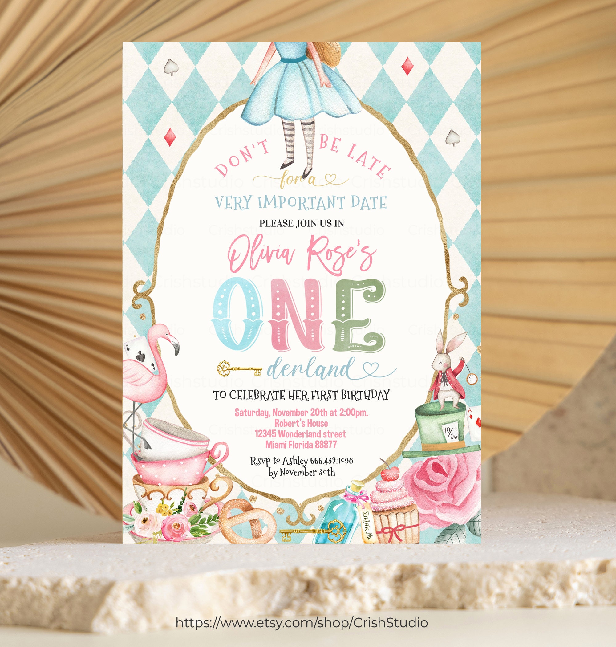EDITABLE Alice in Onederland Invitation Winter Onederland Invitation ...