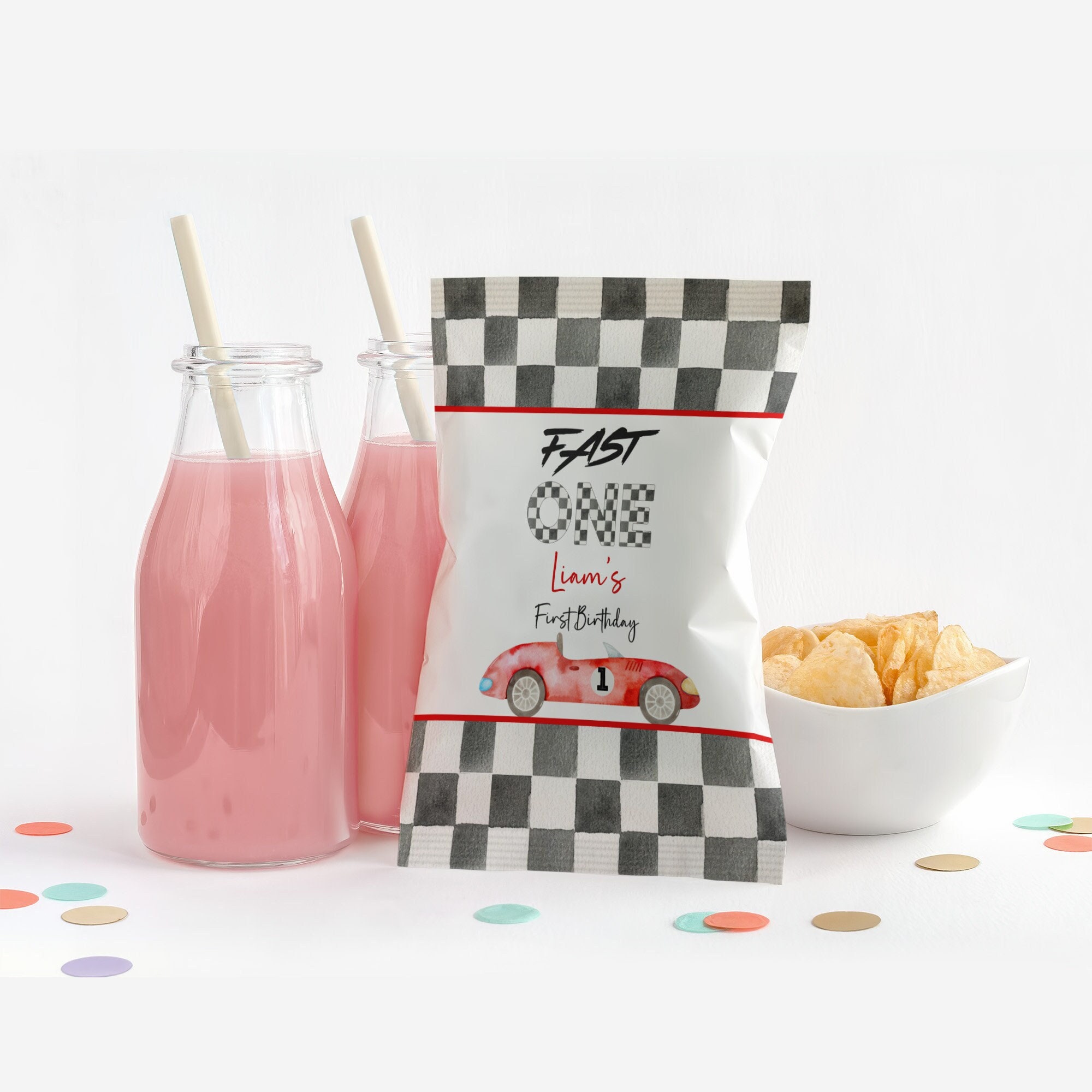 EDITABLE Fast One Chip Bag Fast One Birthday Custom Chip Bags - Etsy