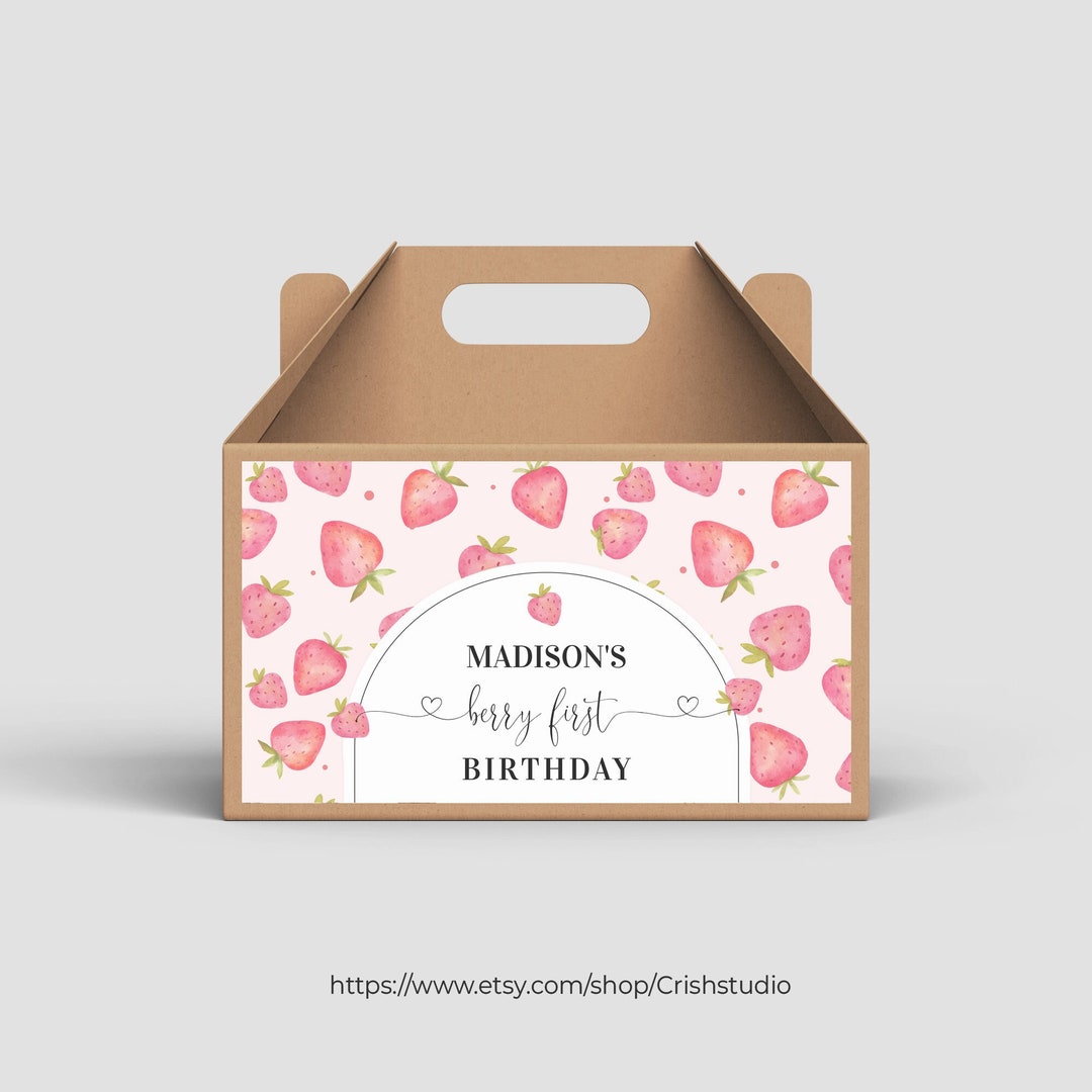 Berry First Birthday Box Label Strawberry Birthday Gable Box Labels ...
