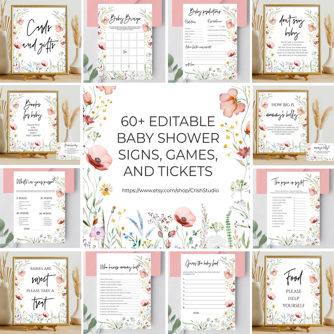 Editable Baby in Bloom Baby Shower Invitation, Spring Flowers Baby ...