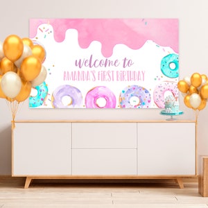 Sweet One Birthday Photo Poster Donut Birthday Editable Donut Birthday ...