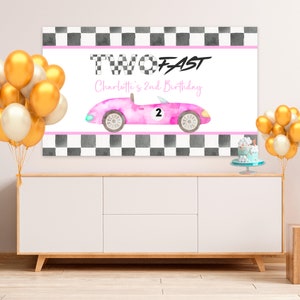 Two Fast Birthday Backdrop Two Fast Girl Editable Two Fast Birthday ...
