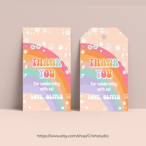 EDITABLE Groovy ONE Favor Tags First Birthday Groovy Party Thank You ...