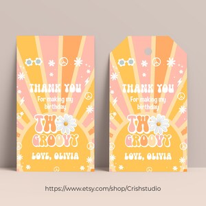 Editable Groovy Birthday Favor Tags Daisy Thank You Tags is a Vibe ...