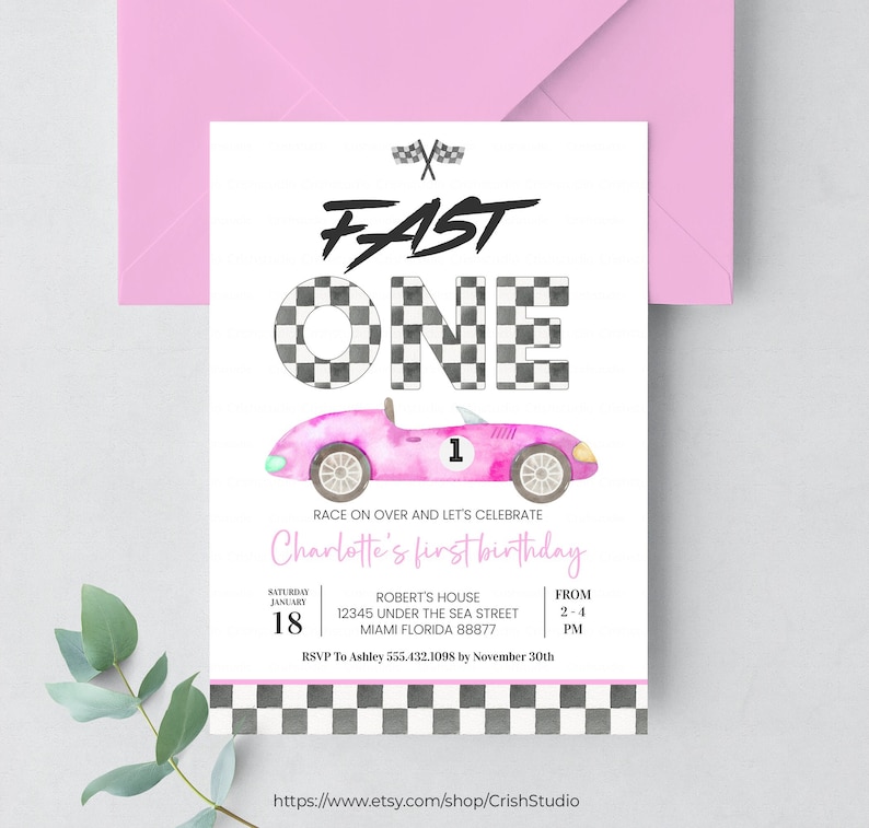 EDITABLE Fast One Birthday Invitation Girl Birthday Invitation - Etsy ...