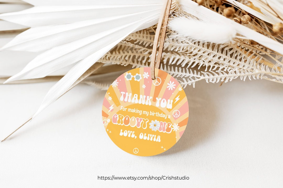 EDITABLE Groovy ONE Favor Tags First Birthday Groovy Party Thank You ...