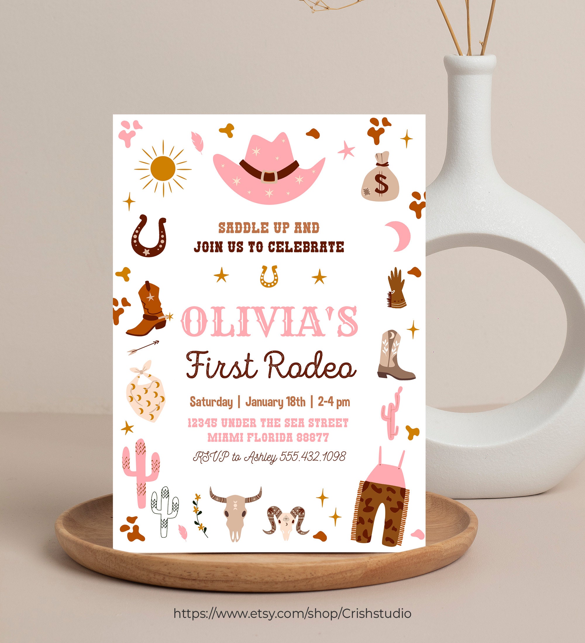 Editable My First Rodeo Invitation Cowgirl Birthday Invite - Etsy