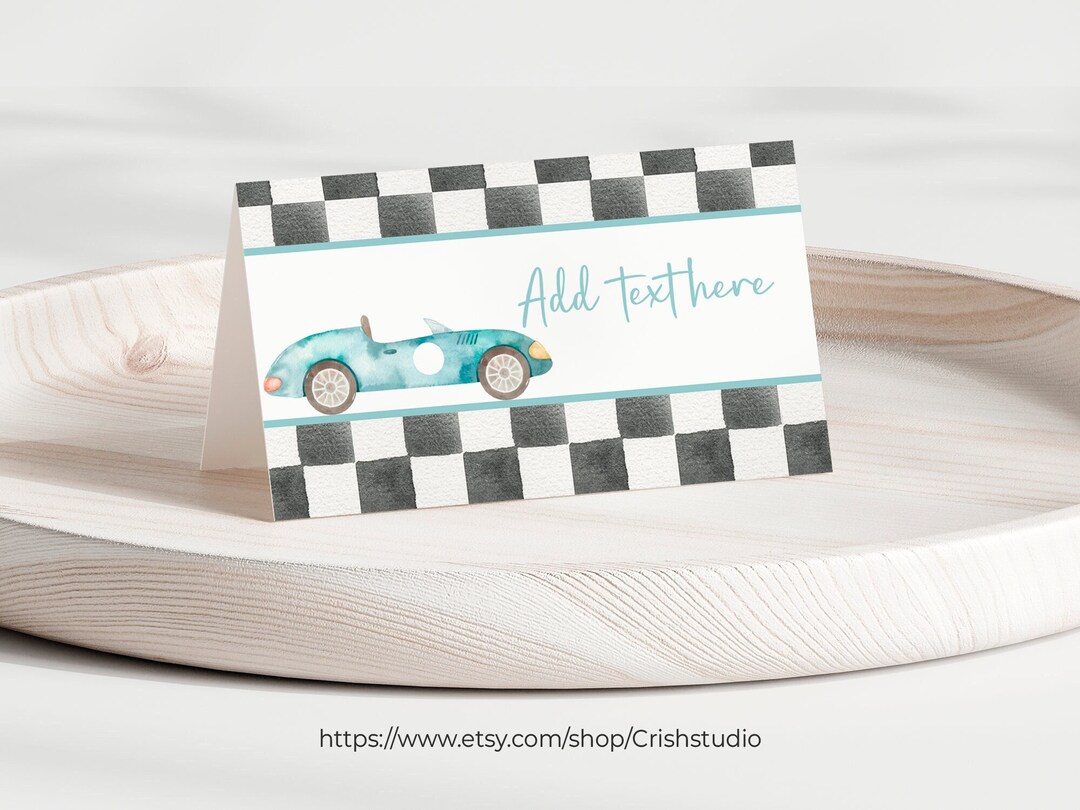 EDITABLE Two Fast Food Tags Racecar Party Buffet Label Racing Car Tent ...