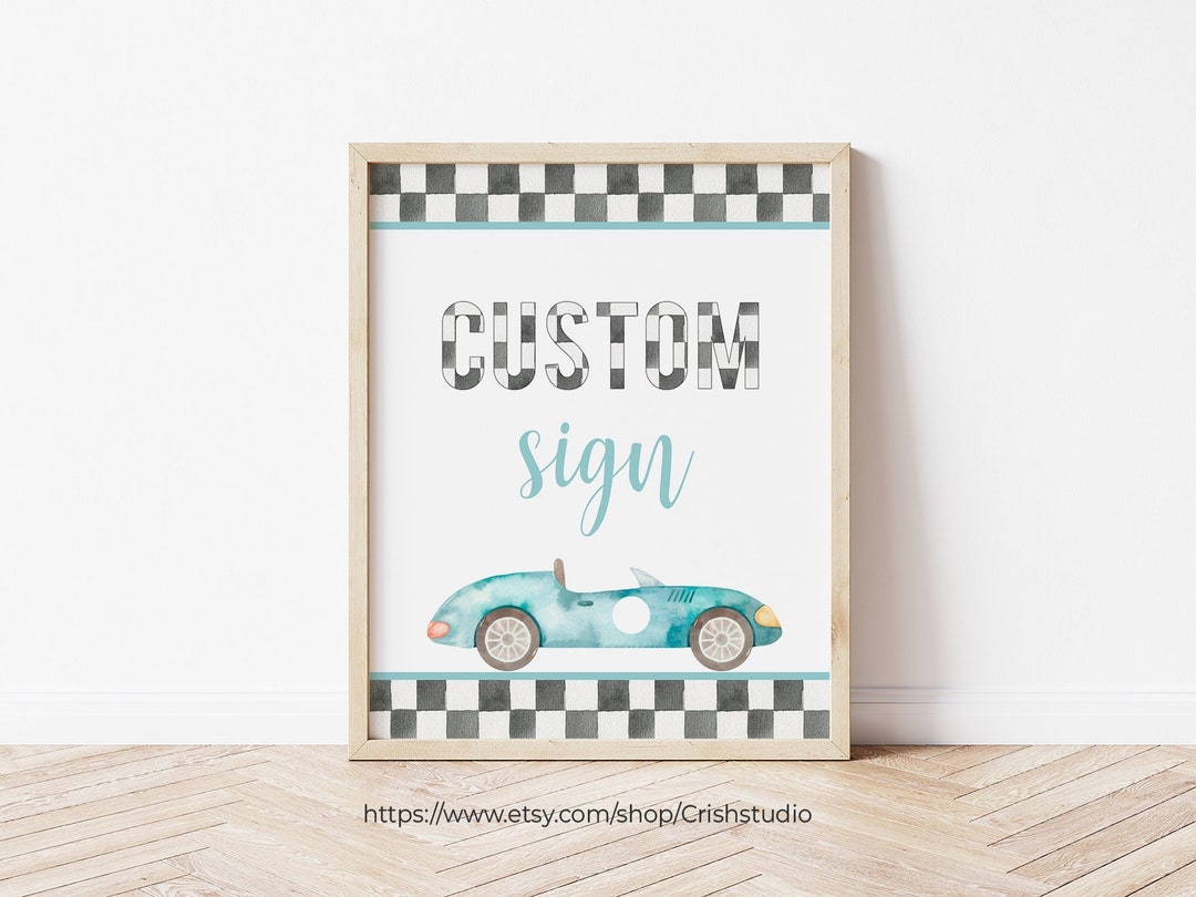 TWO Fast Birthday Custom Sign Racecar Party Sign Decorations Racing Car ...