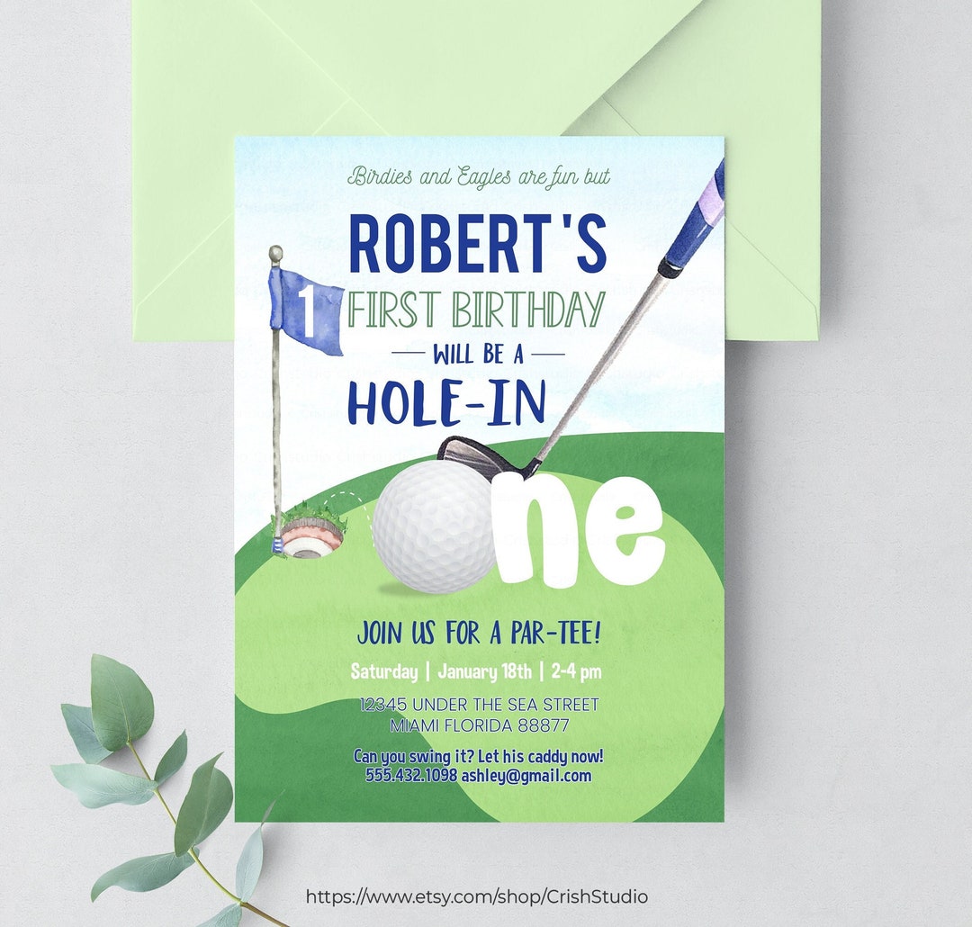 Hole in One Birthday Invitation Editable Golf Birthday Invitation Golf ...