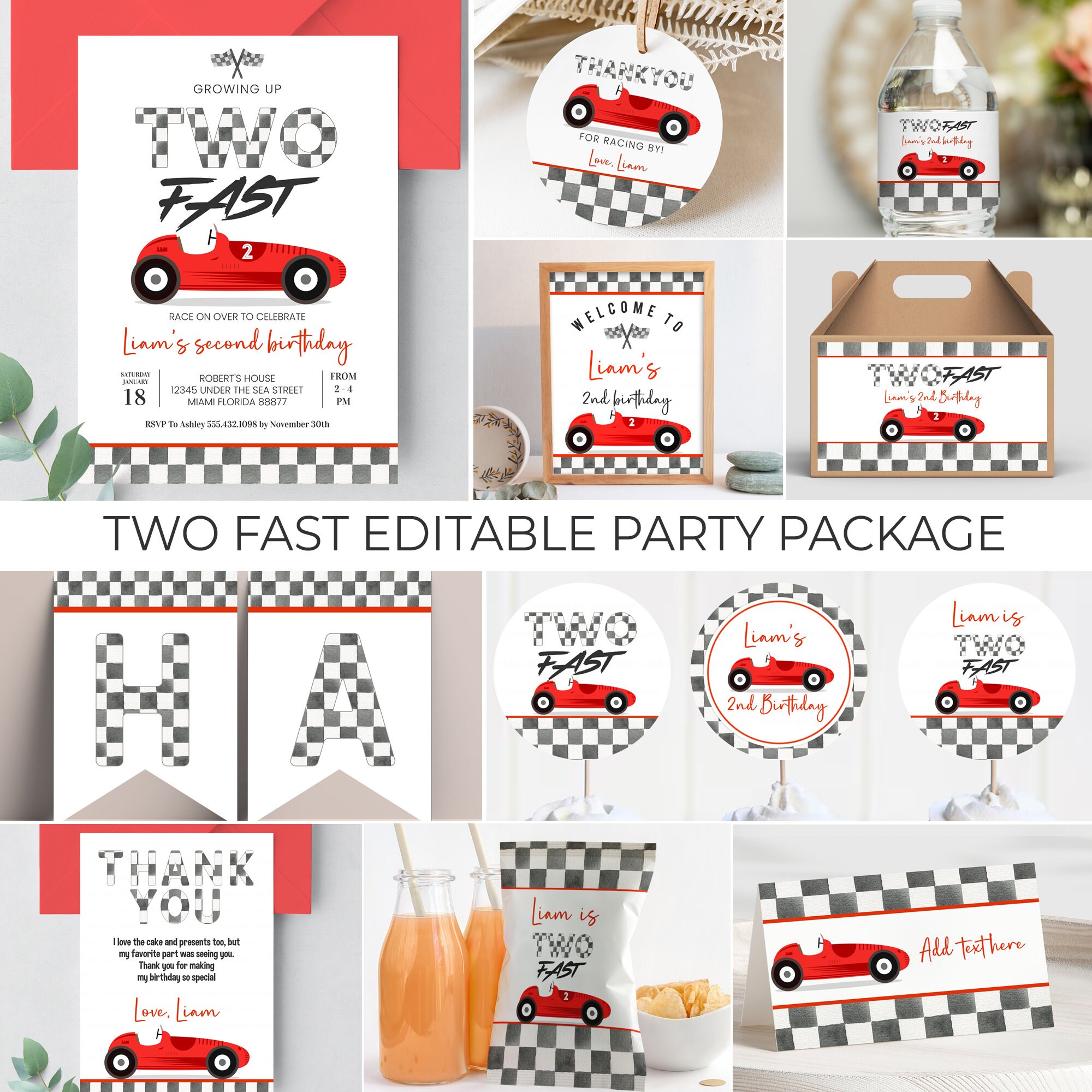 EDITABLE Two Fast Chip Bag Two Fast Birthday Race Car Birthday Editable ...