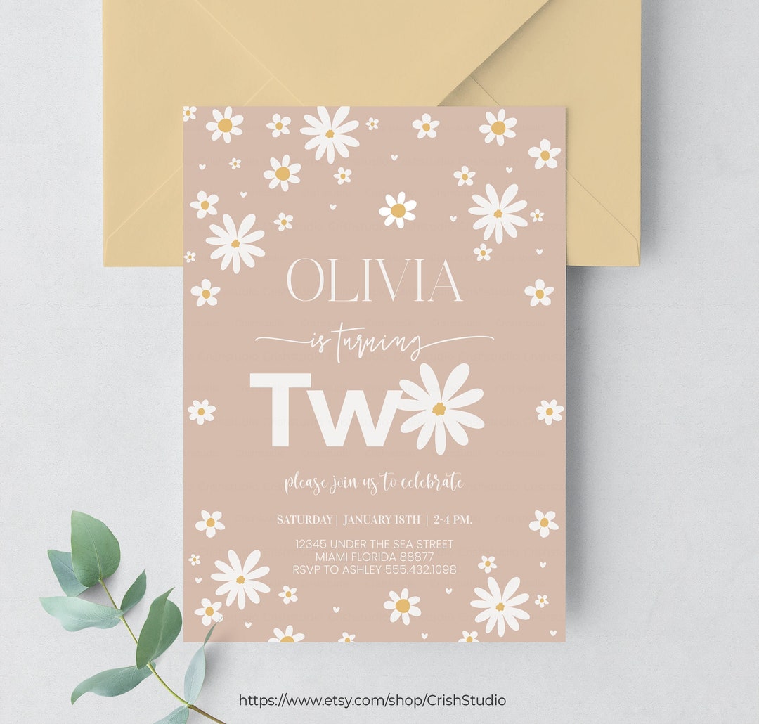 Daisy Birthday Invitation Editable Retro Daisy Boho Daisy 2nd Birthday ...