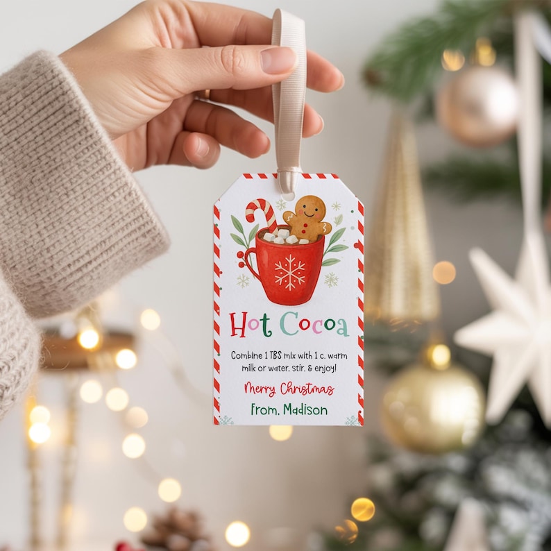 Editable Hot Cocoa Bomb Tags Hot Chocolate Tag Christmas Gift Tag Hot ...