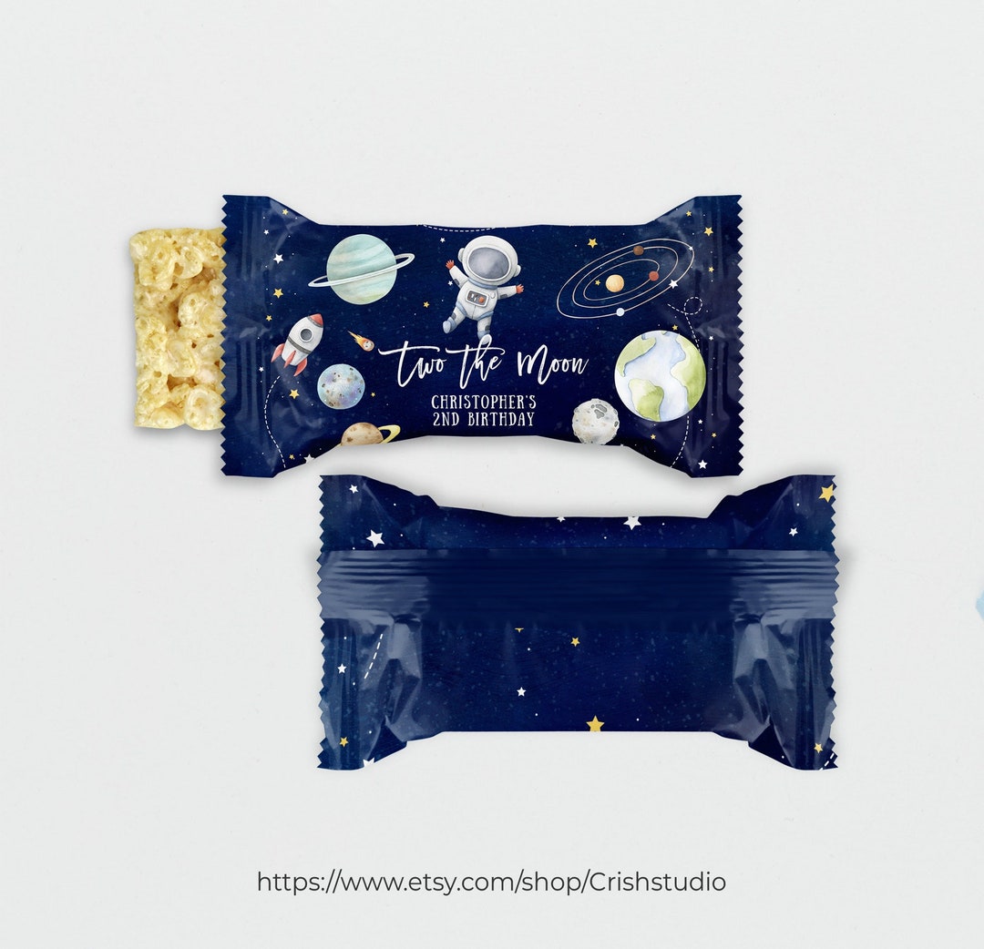 EDITABLE Two the Moon Rice Treat Wrappers Space Birthday Two the Moon ...