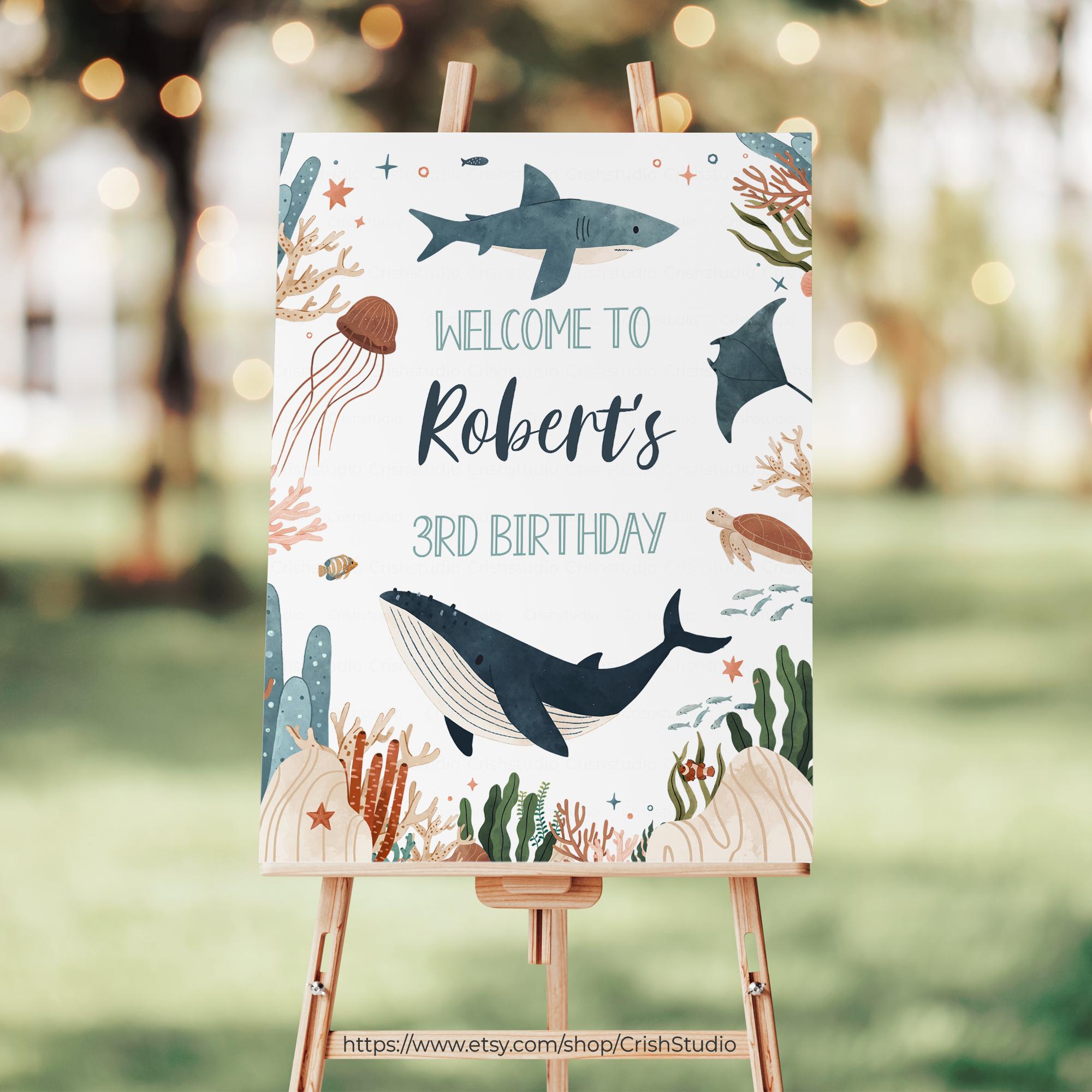 Editable Under the Sea Food Labels Ocean Theme Birthday Boy Whale ...