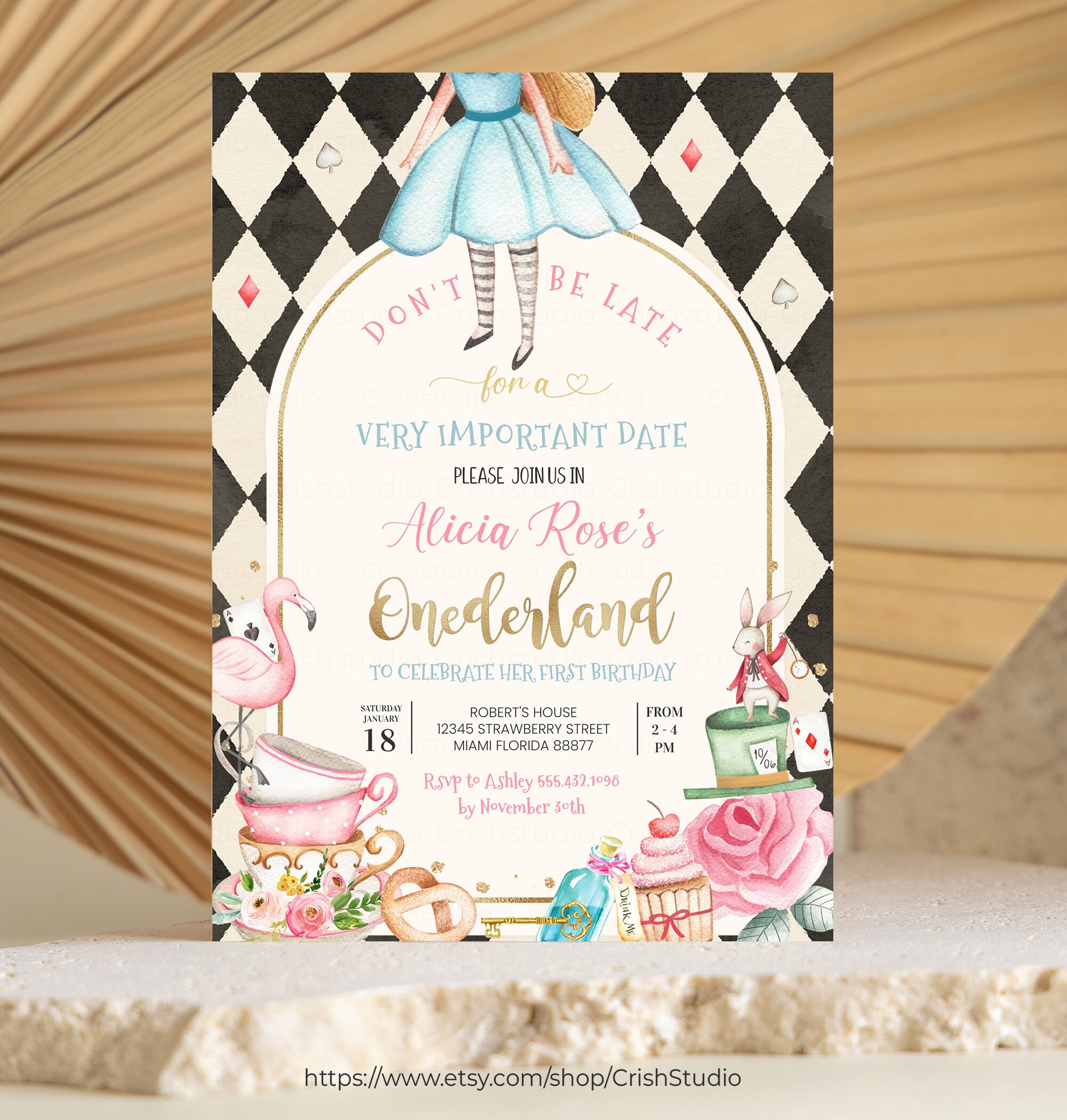 EDITABLE Alice in Onederland Invitation Winter Onederland Invitation ...