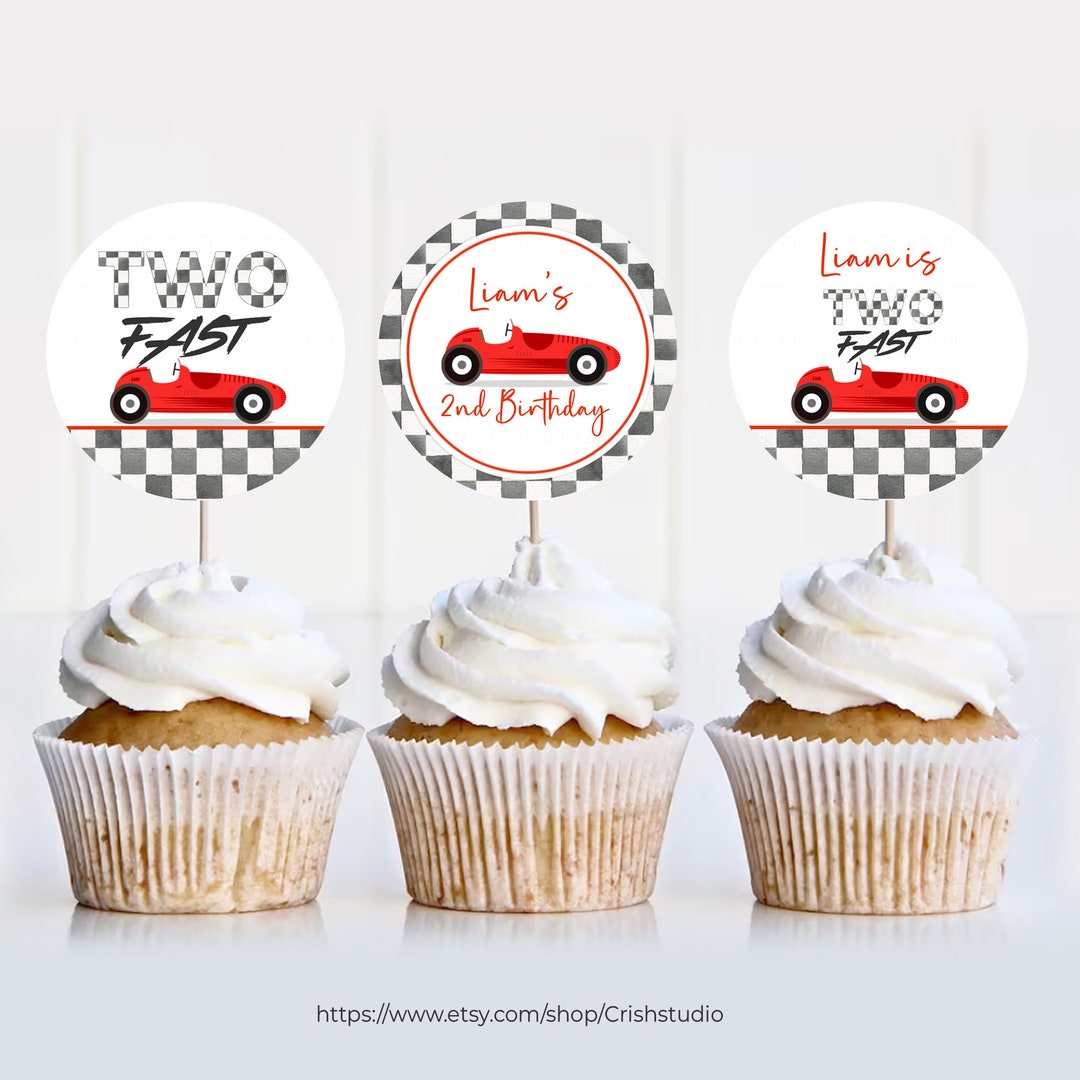 EDITABLE Two Fast Cupcake Toppers Custom Two Fast Birthday Two Fast ...