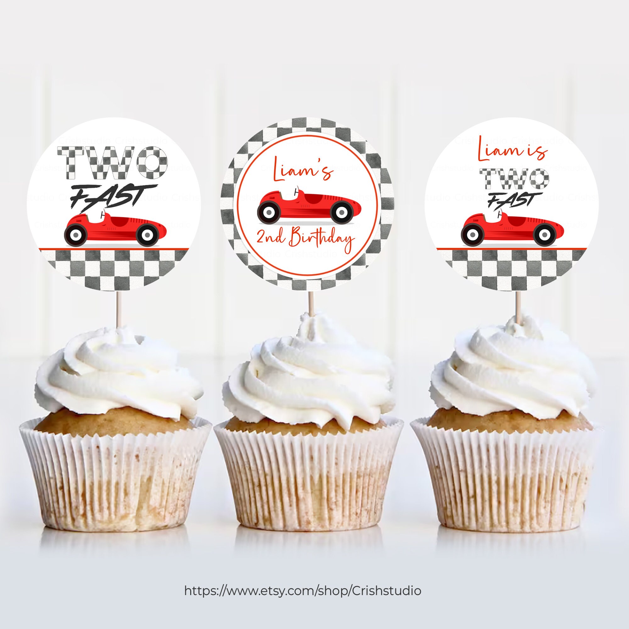 EDITABLE Two Fast Cupcake Toppers Custom Two Fast Birthday Two - Etsy