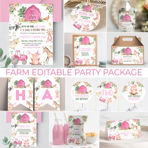 EDITABLE Farm Birthday Thank You Card Party Favors Greeting Card Farm ...