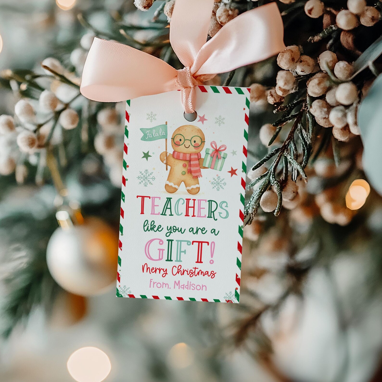 Editable Teacher Christmas Gift Tag Teacher Appreciation Christmas Gift ...