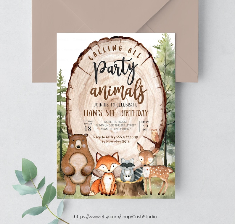 EDITABLE Woodland Invitation Woodland Animals Woodland Party Forest ...
