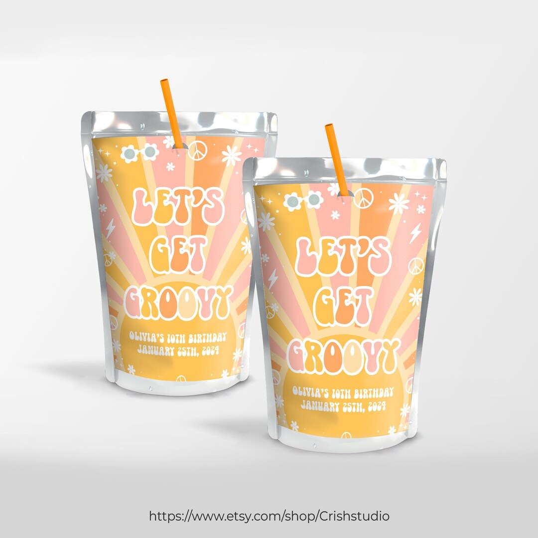 Groovy Juice Label Two Groovy Editable Groovy One Birthday Five is a ...