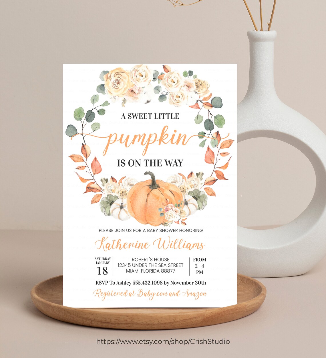 EDITABLE Pumpkin Baby Shower Invitation Fall Baby Shower Girl - Etsy