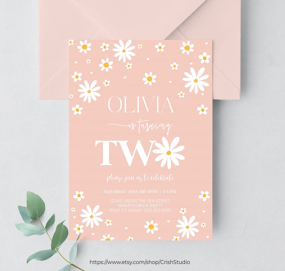 Daisy Birthday Invitation Editable Retro Daisy Boho Daisy 2nd Birthday ...