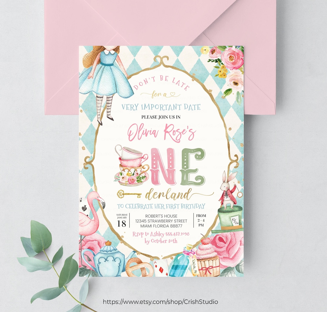 EDITABLE Alice in Onederland Invitation Winter Onederland Invitation ...